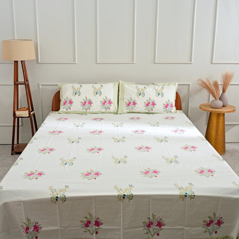 Wildflower Bloom Block Print Bedsheet Set | Organic Cotton – Altaire Homes